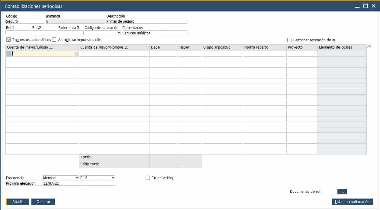 ¿Cómo realizar contabilizaciones periódicas en SAP Business One?